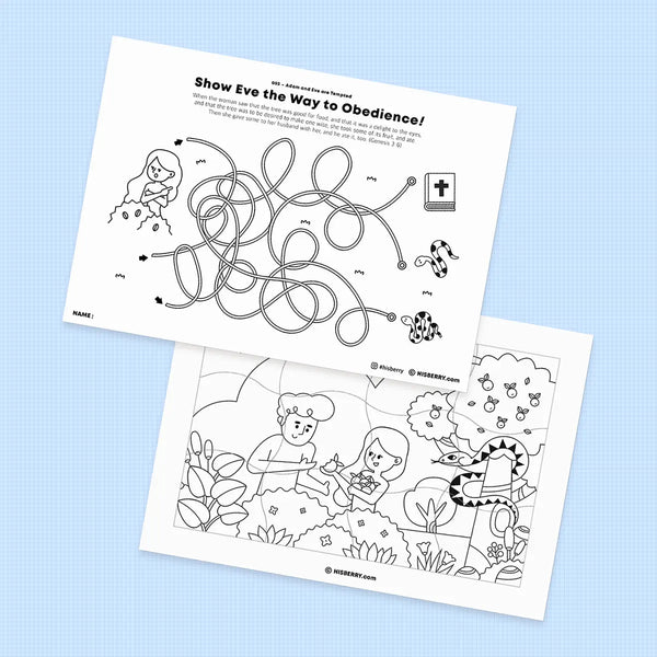 The Fall of Adam and Eve-Bible lesson Activity Worksheets for kids ...