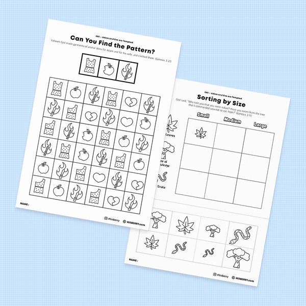The Fall of Adam and Eve-Bible lesson Activity Worksheets for kids ...