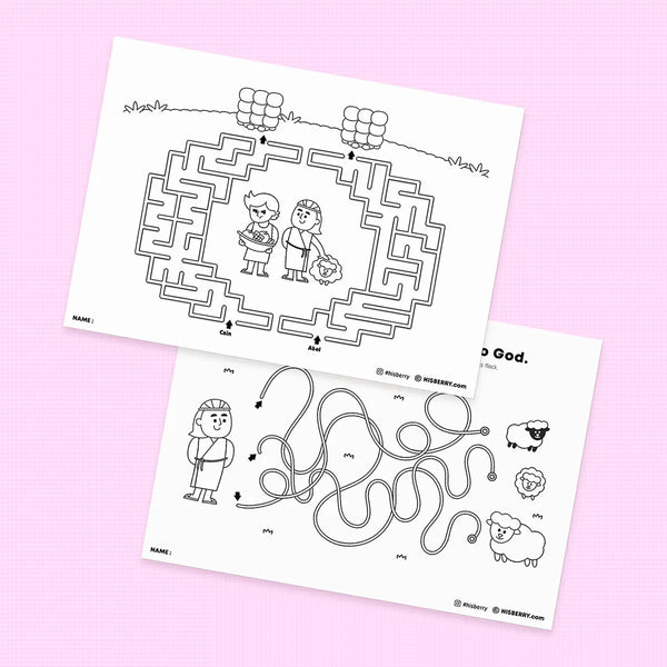 Cain and Abel-Bible lesson Activity Worksheets For Kids - HISBERRY