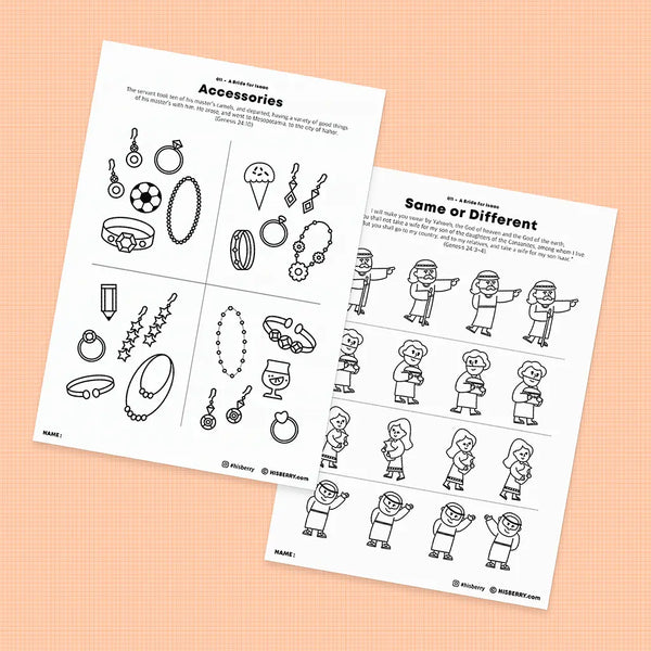 A Bride for Isaac-Bible lesson Activity Worksheet For Kids - HISBERRY