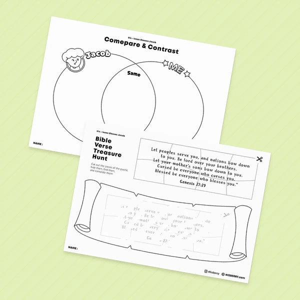 Isaac Blesses Jacob-bible Verse Activity Worksheets For Kids - HISBERRY