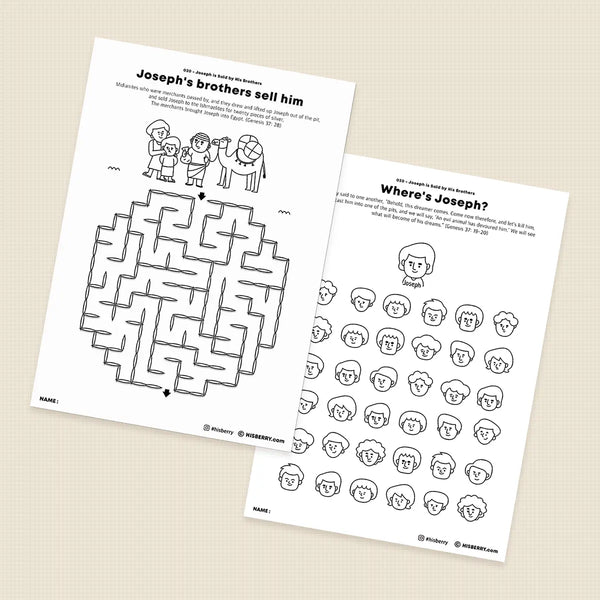 Joseph Is Sold by His Brothers-Bible lesson Activity worksheet for kid ...