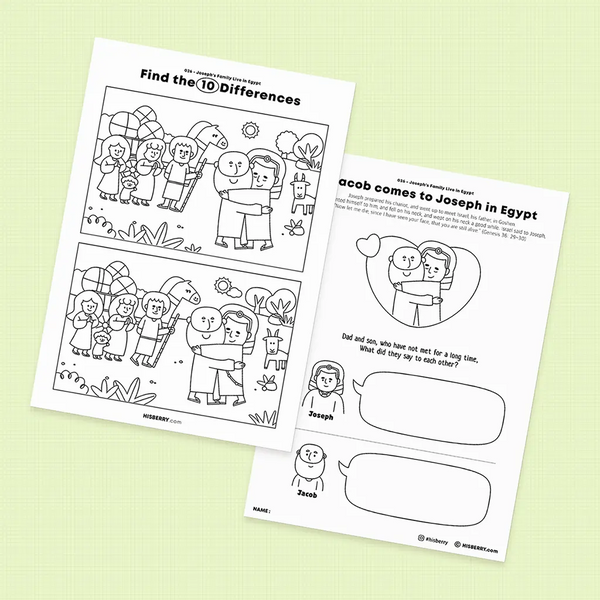 Joseph's Family Live in Egypt-Bible lesson Activity Worksheets for kid ...