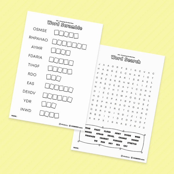 Crossing the Red Sea-Bible Verse Activity Worksheets Lesson - HISBERRY