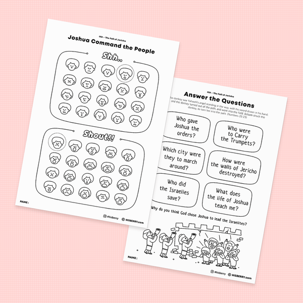 The Fall of Jericho-Activity Worksheets For Kids Bible Lesson - HISBERRY