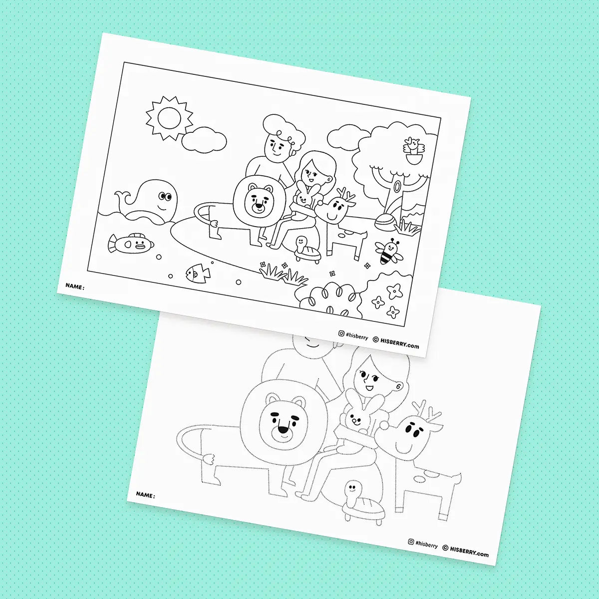 adam names the animals coloring page