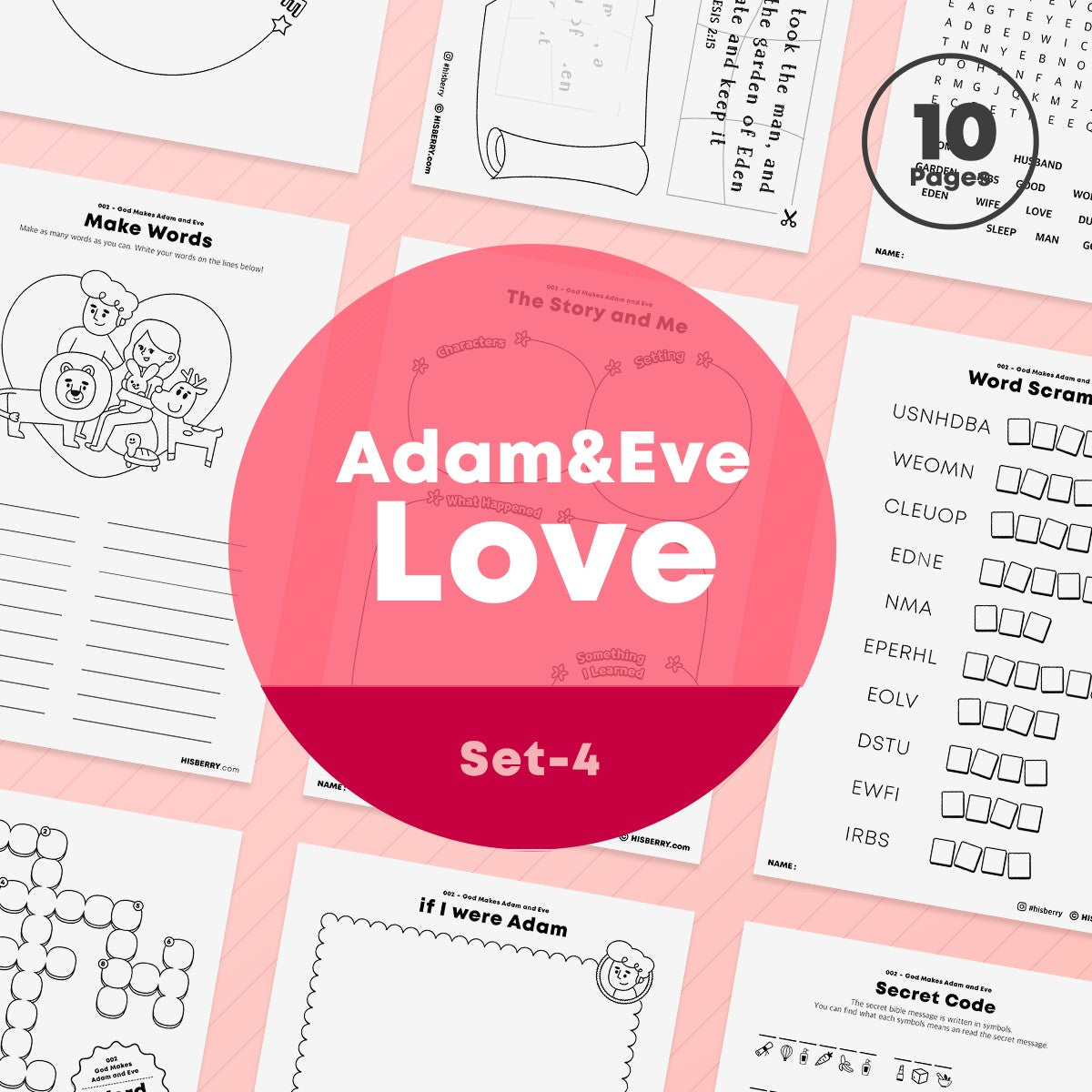 God Makes Adam and Eve-Bible Verse Worksheet Pack for Kids Lesson ...