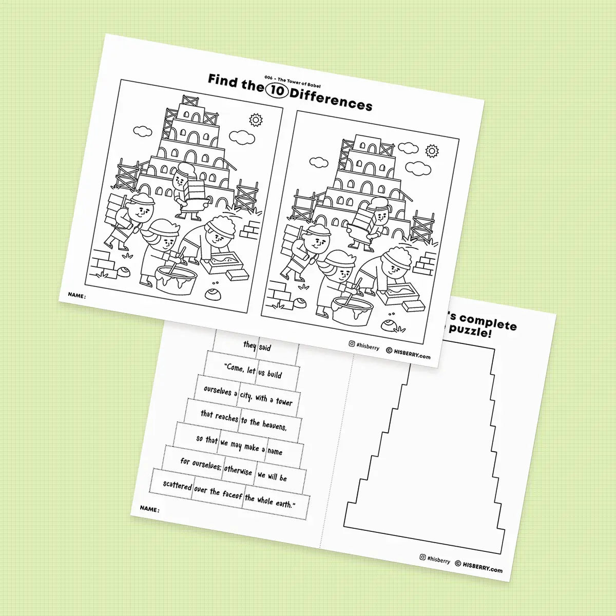 Tower Of Babel Activity Pages