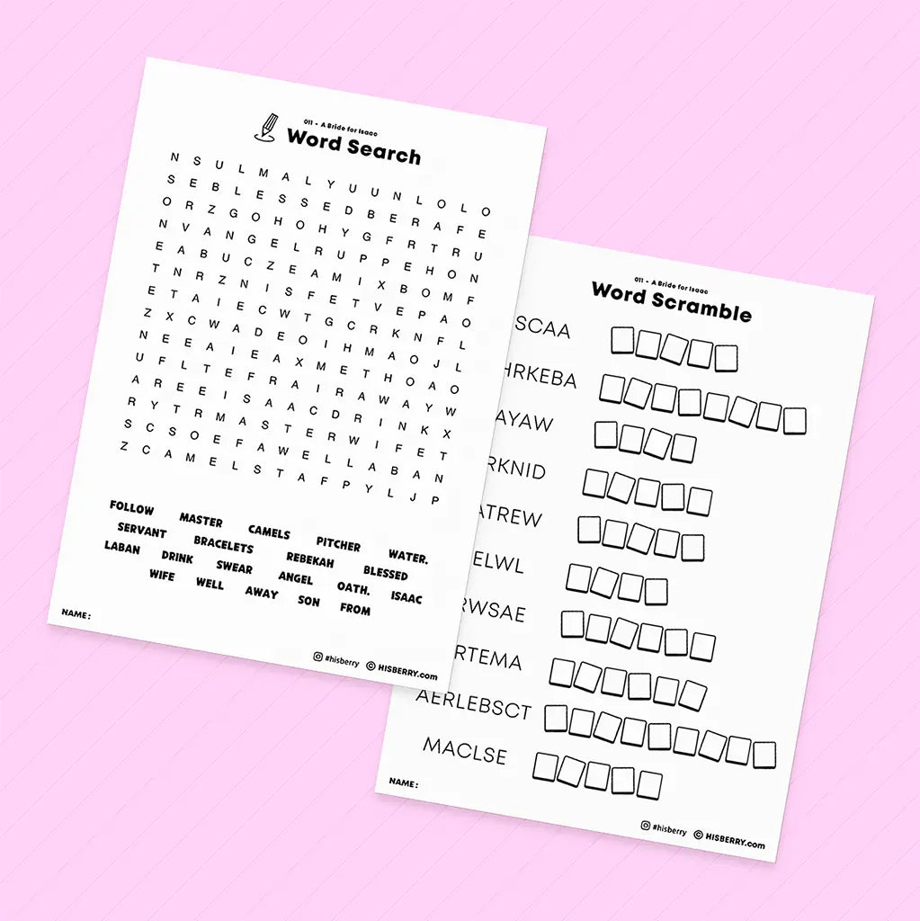 Isaac And Rebekah Word Search