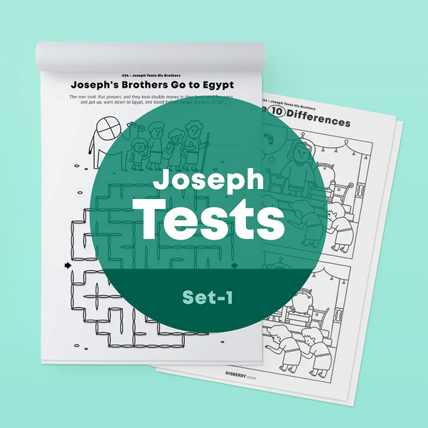 Joseph Tests Brothers-Bible lesson Activity Worksheets for kids - HISBERRY