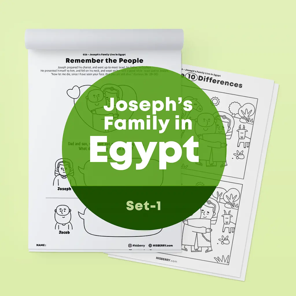 Joseph's Family Live in Egypt-Bible lesson Activity Worksheets for kid ...