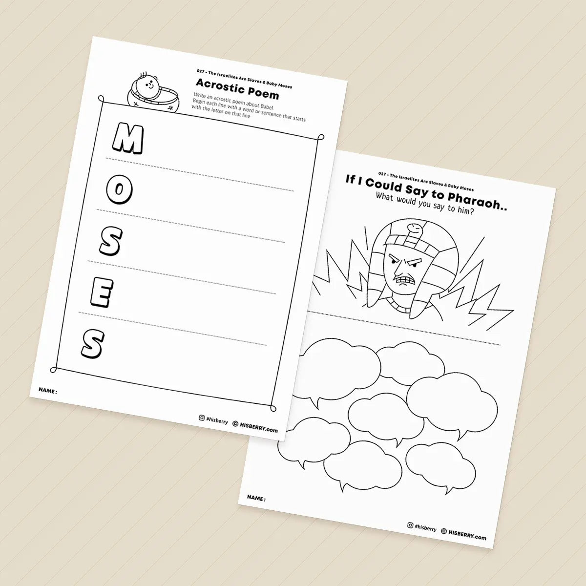 Baby Moses Activity Sheets
