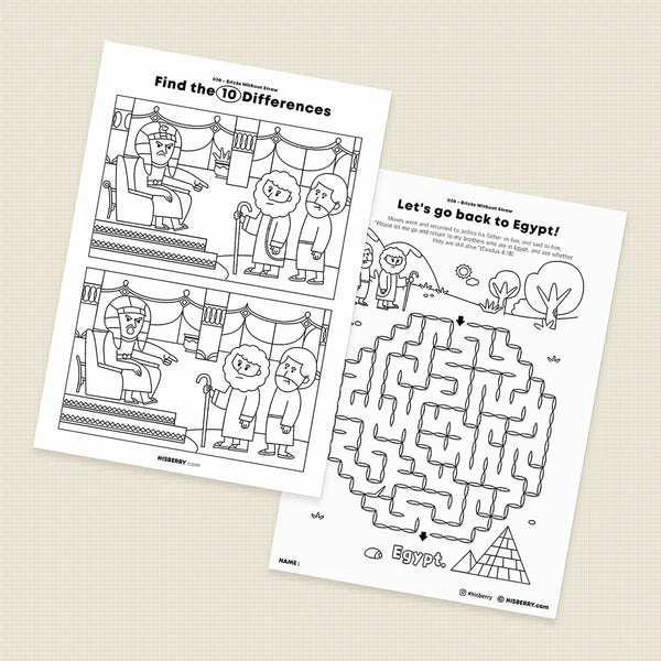 Bricks Without Straw-Bible lesson Activity Worksheets for kids - HISBERRY