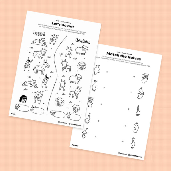 The Ten Plagues-Bible lesson Activity Printables for kids - HISBERRY