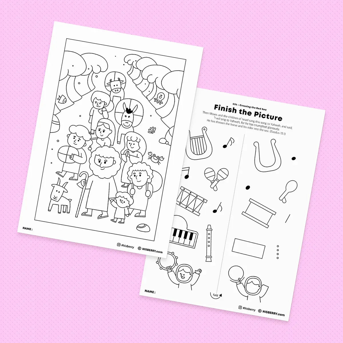 moses and the red sea coloring sheet