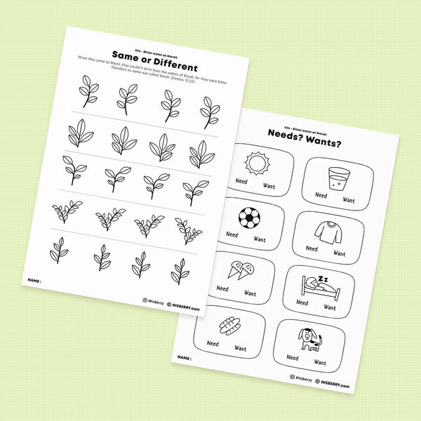 Bitter Water at Marah-Activity Worksheets Bible Lesson For Kids - HISBERRY
