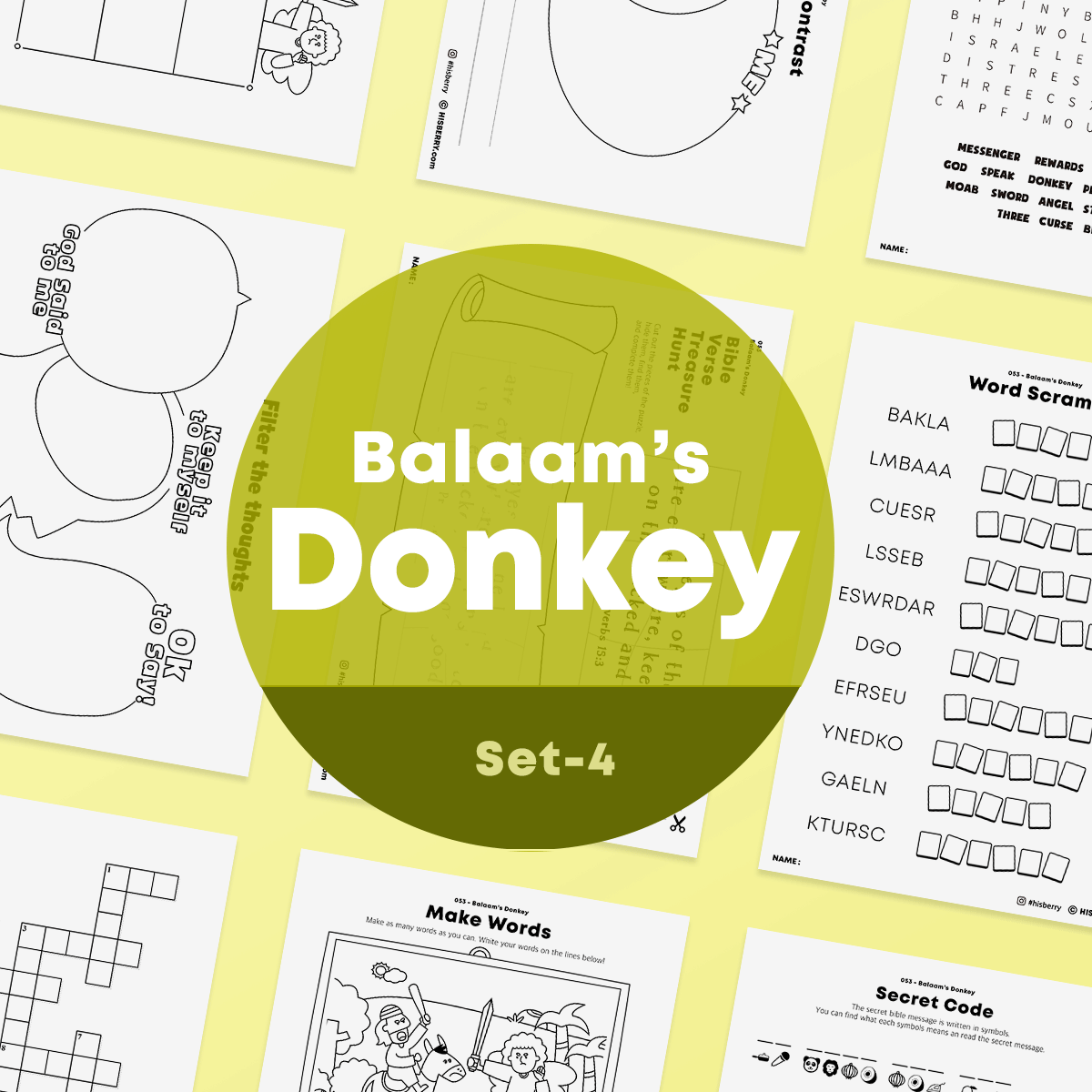 Balaam and his Donkey-Bible Verse Activity Worksheets For Kids Lesson ...