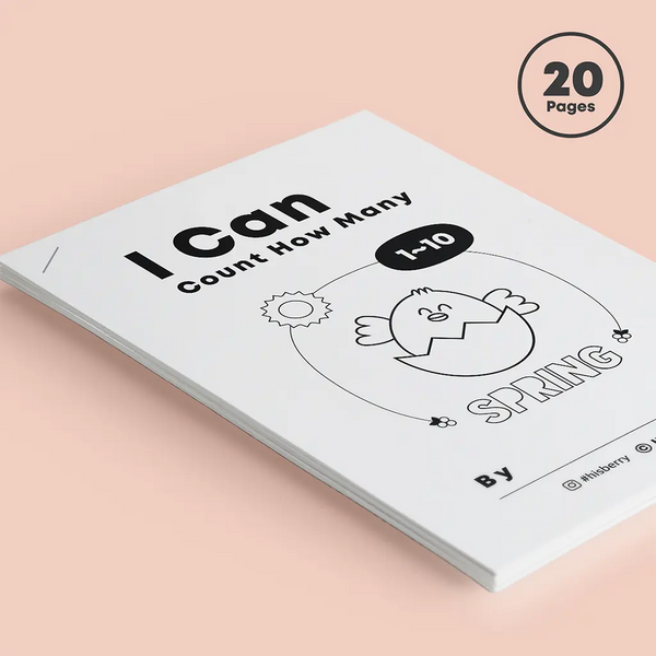 Spring Math-Counting numbers 1-10 worksheets MiniBook - HISBERRY
