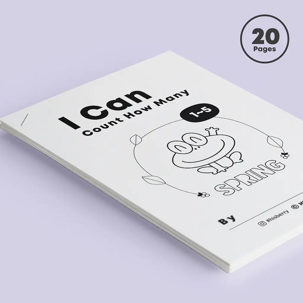 Spring Math -Counting numbers 1-5 worksheets MiniBook - HISBERRY