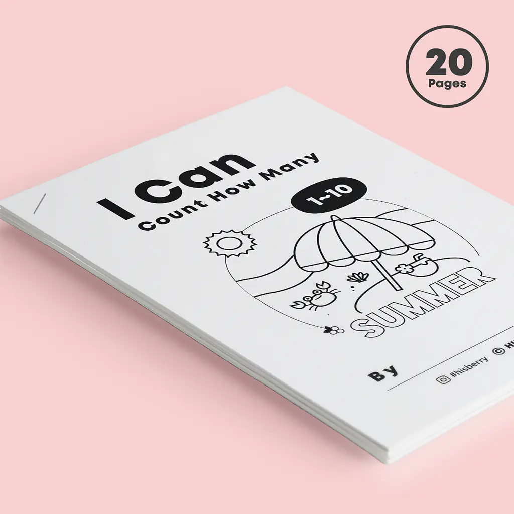 Summer Math-Counting numbers 1-10 worksheets MiniBook - HISBERRY