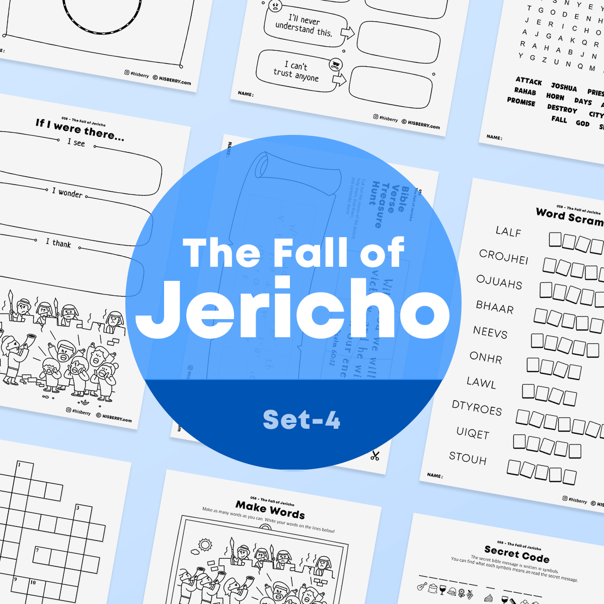 The Fall of Jericho-Bible Verse Activity Worksheets for Kids Lesson ...
