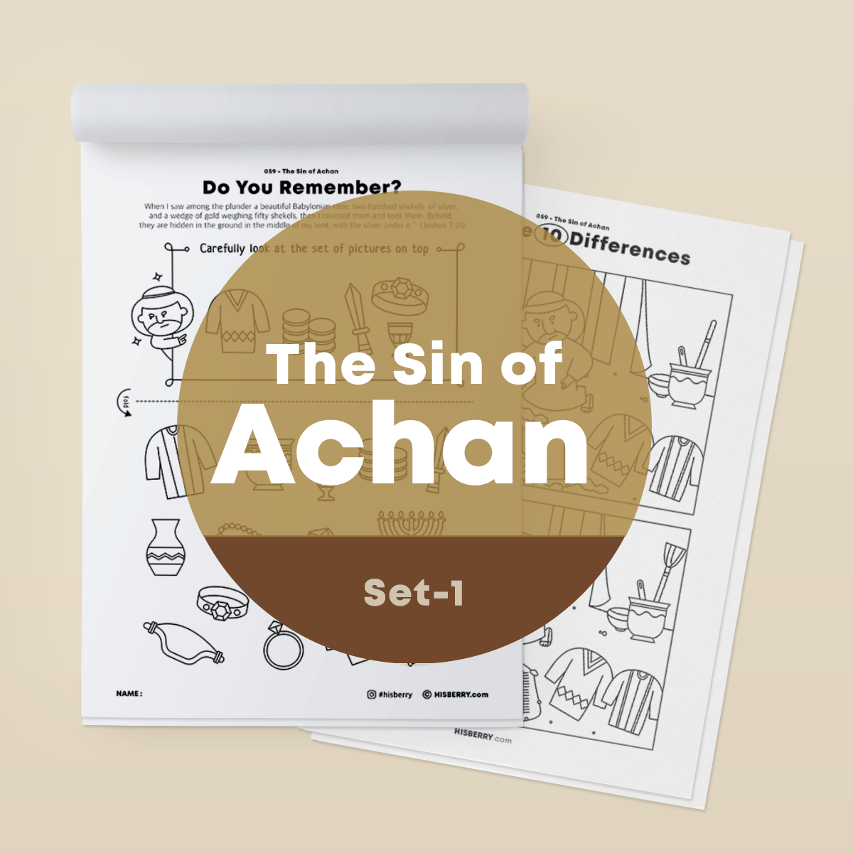 The Sin of Achan -Activity Worksheets for Kids Bible Lesson - HISBERRY