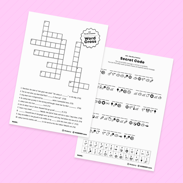 The Sin of Achan -Bible Verse Activity Worksheets for Kids Lesson ...